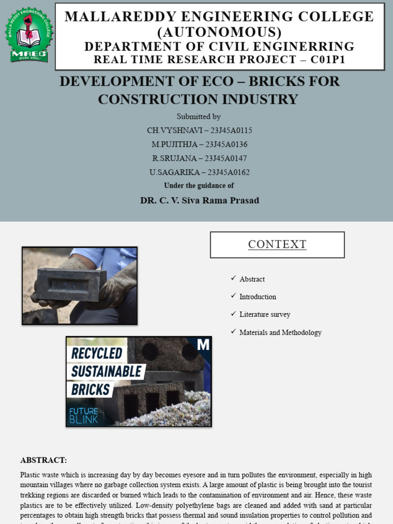 Development of Eco Bricks For Construction Industry | PDF | Waste | Plastic