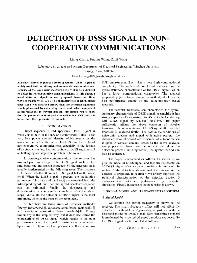 Dsss Detection Pdf Wavelet Spectral Density