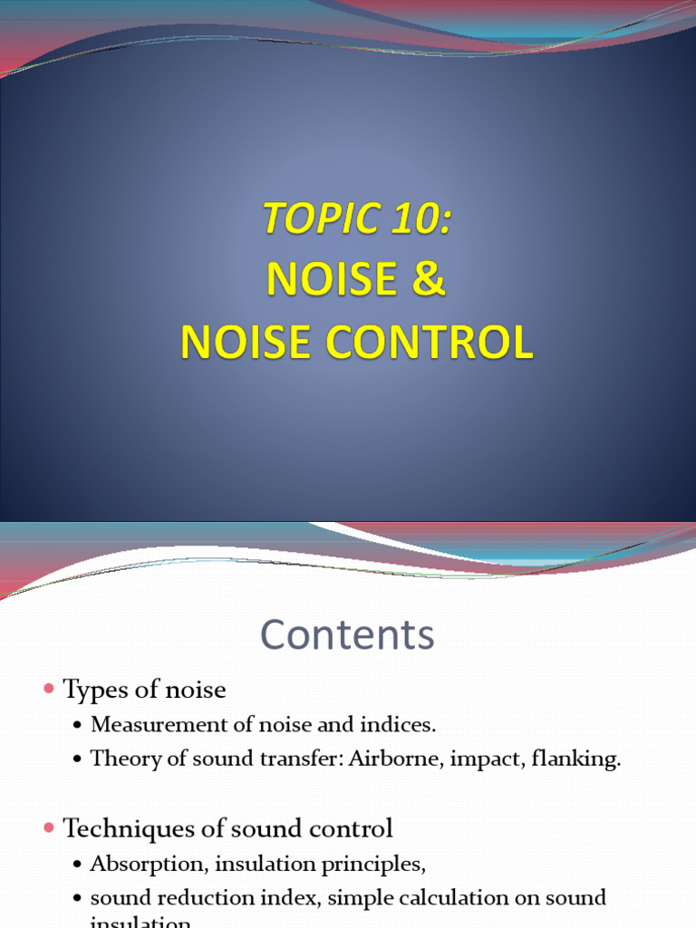 Topic 10 Noise & Noise Control | PDF | Noise | Sound
