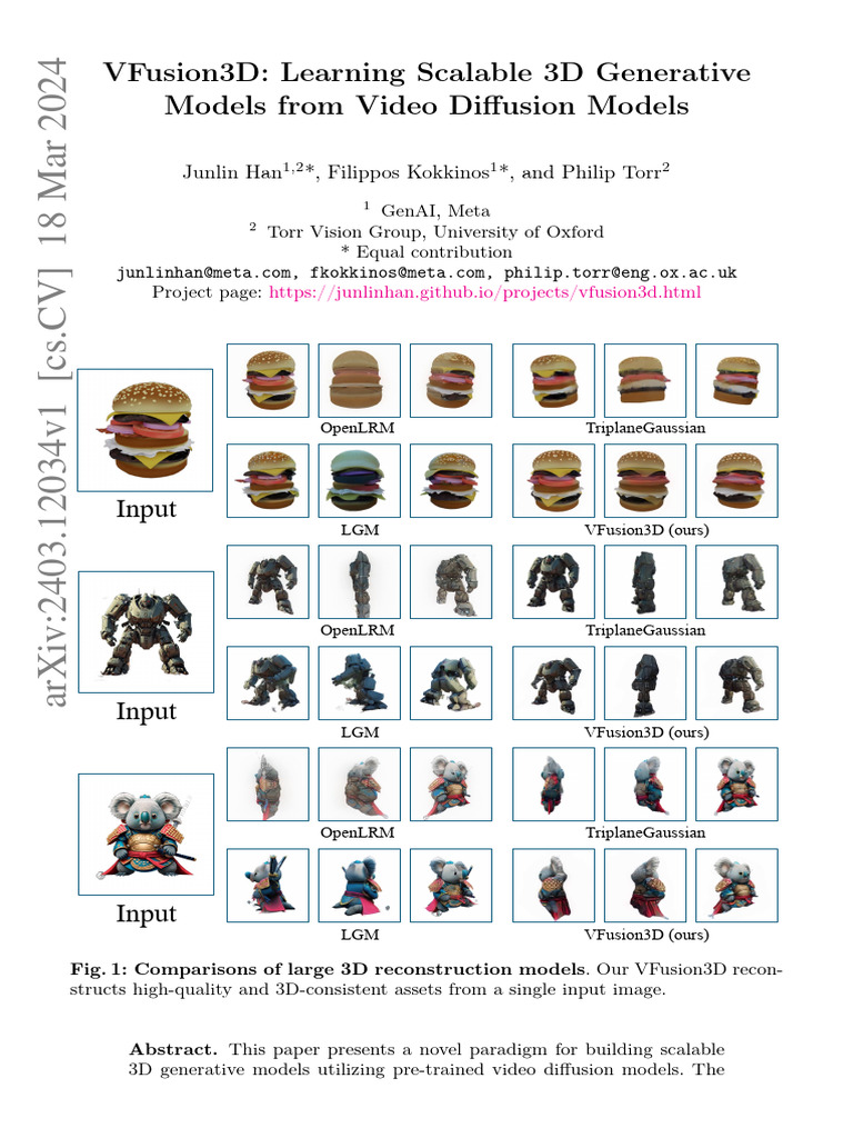 VFusion3D: Learning Scalable 3D Generative Models From Video Diffusion Models | PDF | 3 D ...