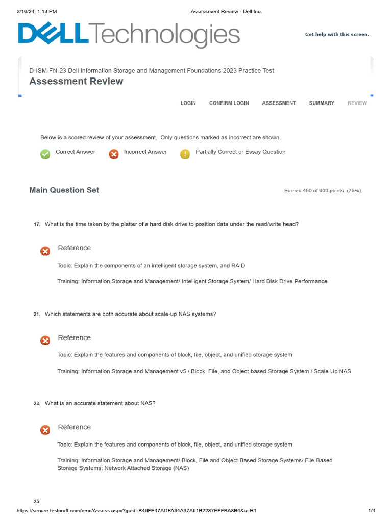Assessment Review - Dell Inc - D-ISM-FN-23-attempt1 | PDF | Computer ...