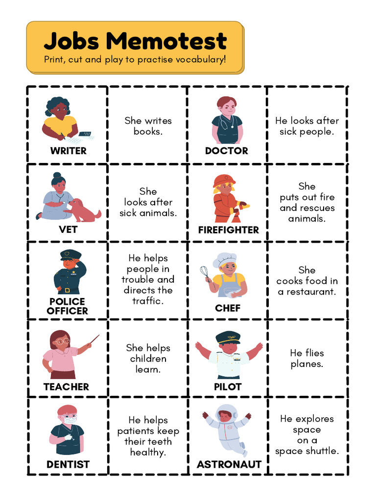 Firefighter Vocabulary Memotest | PDF