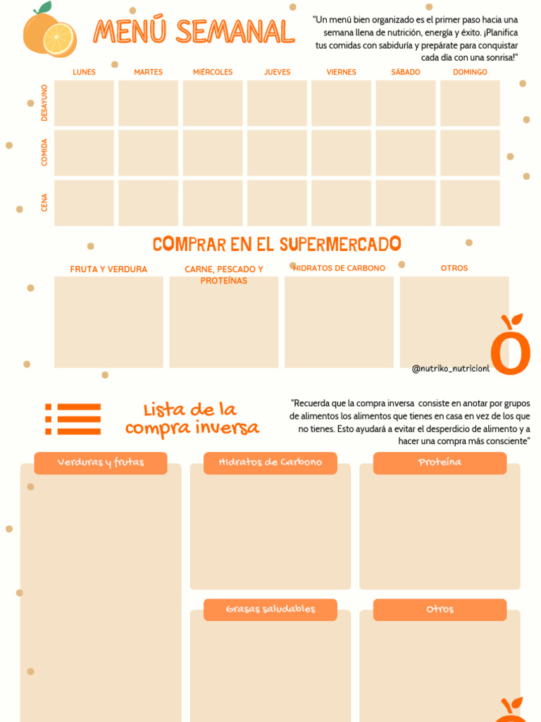 Planifica tu Menú Semanal | PDF | Alimentos | Carne