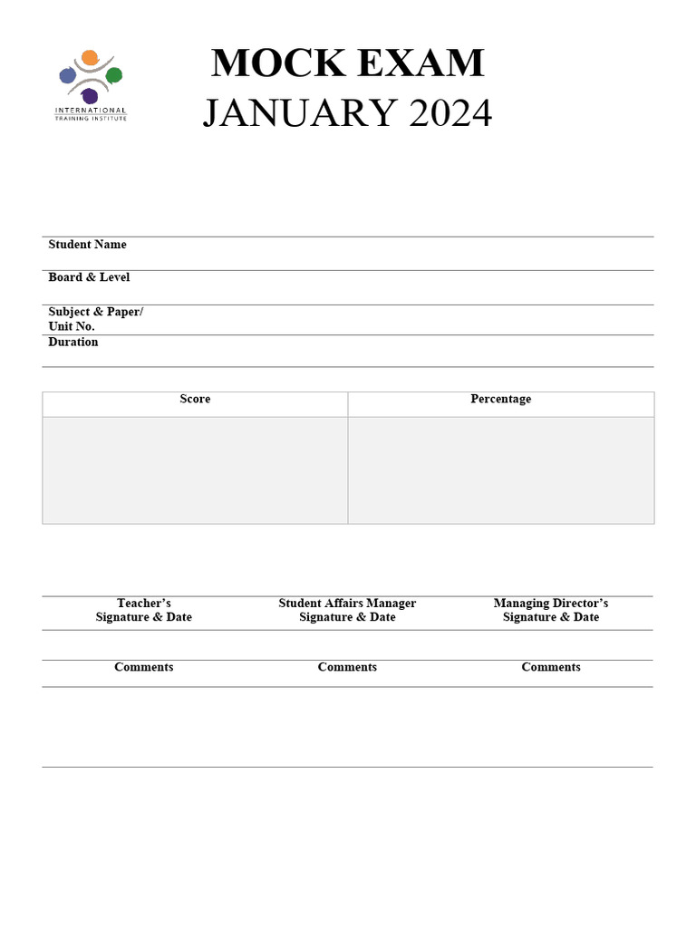 Cover Page - Mocks | PDF