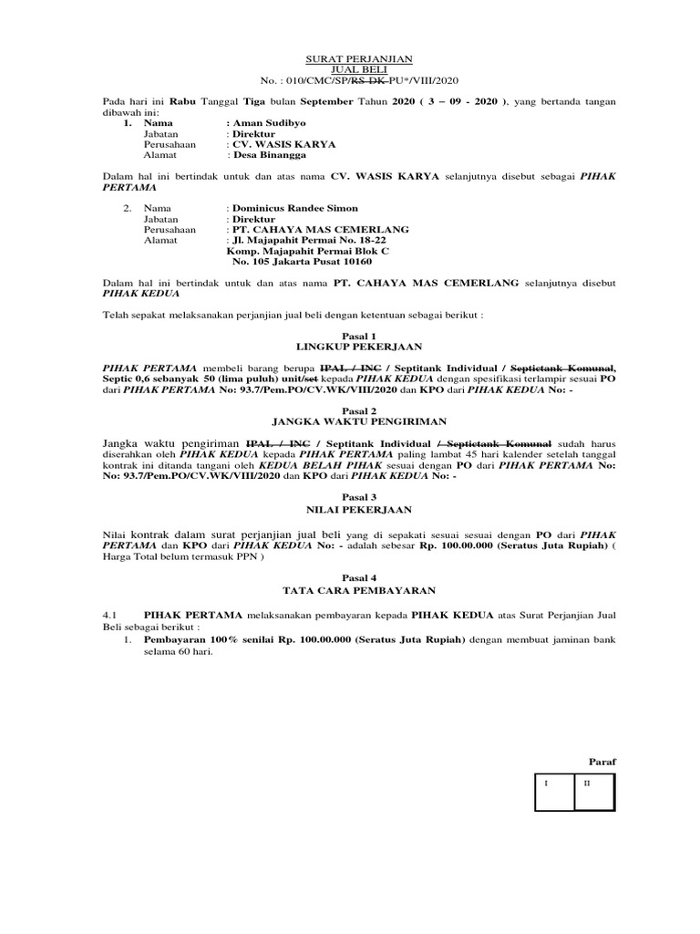 SPK CV Wasis Karya | PDF