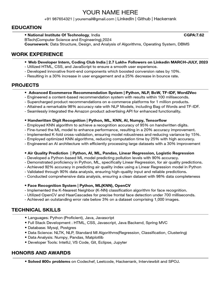Python ML Resume Template Coding Mafia | PDF | Artificial Intelligence | Intelligence (AI ...