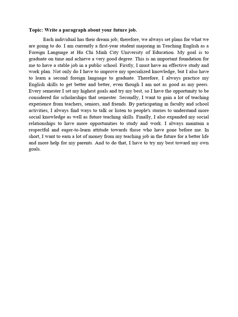 Write A Paragraph About Your Future Job | PDF