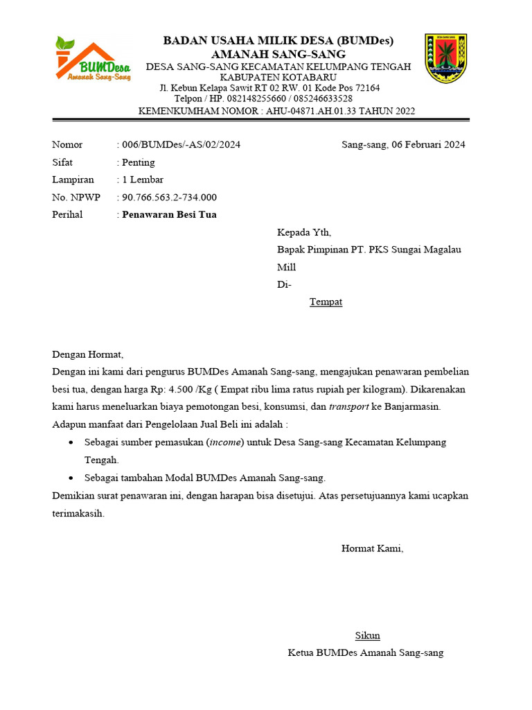 Penawaran Besi Tua | PDF