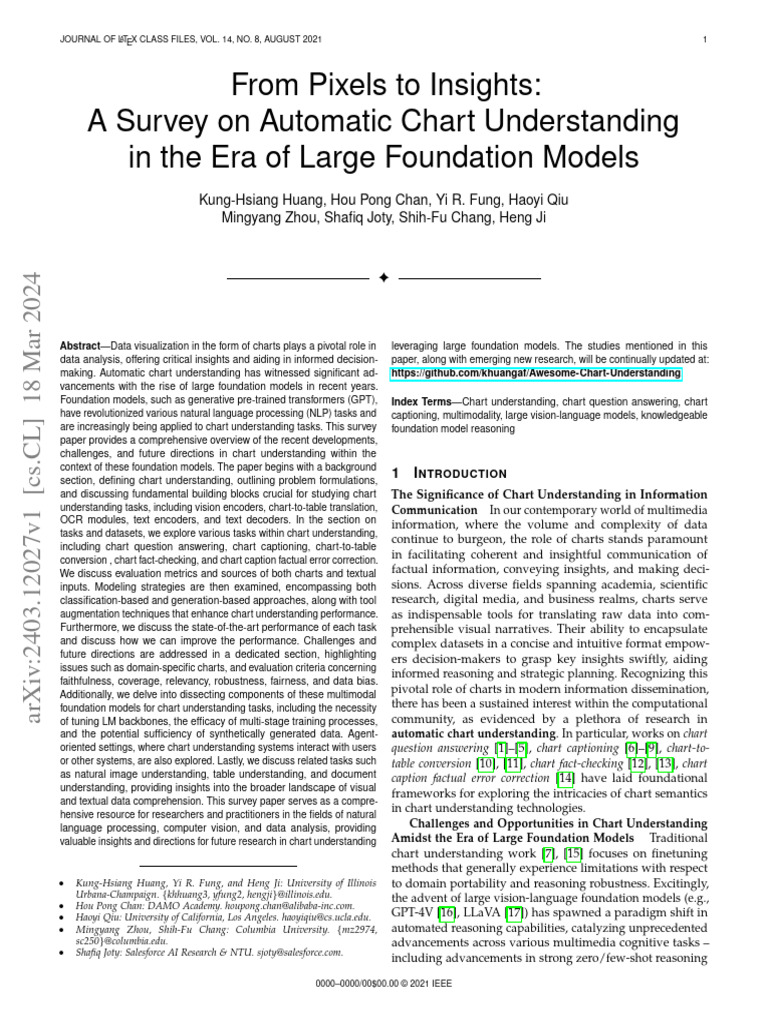 From Pixels To Insights: A Survey On Automatic Chart Understanding in ...