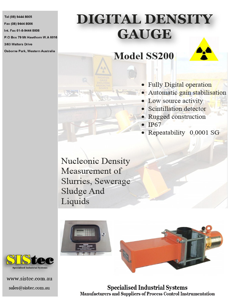 Model SS200 Digital Density Gauge Data Sheet | PDF | Accuracy And ...