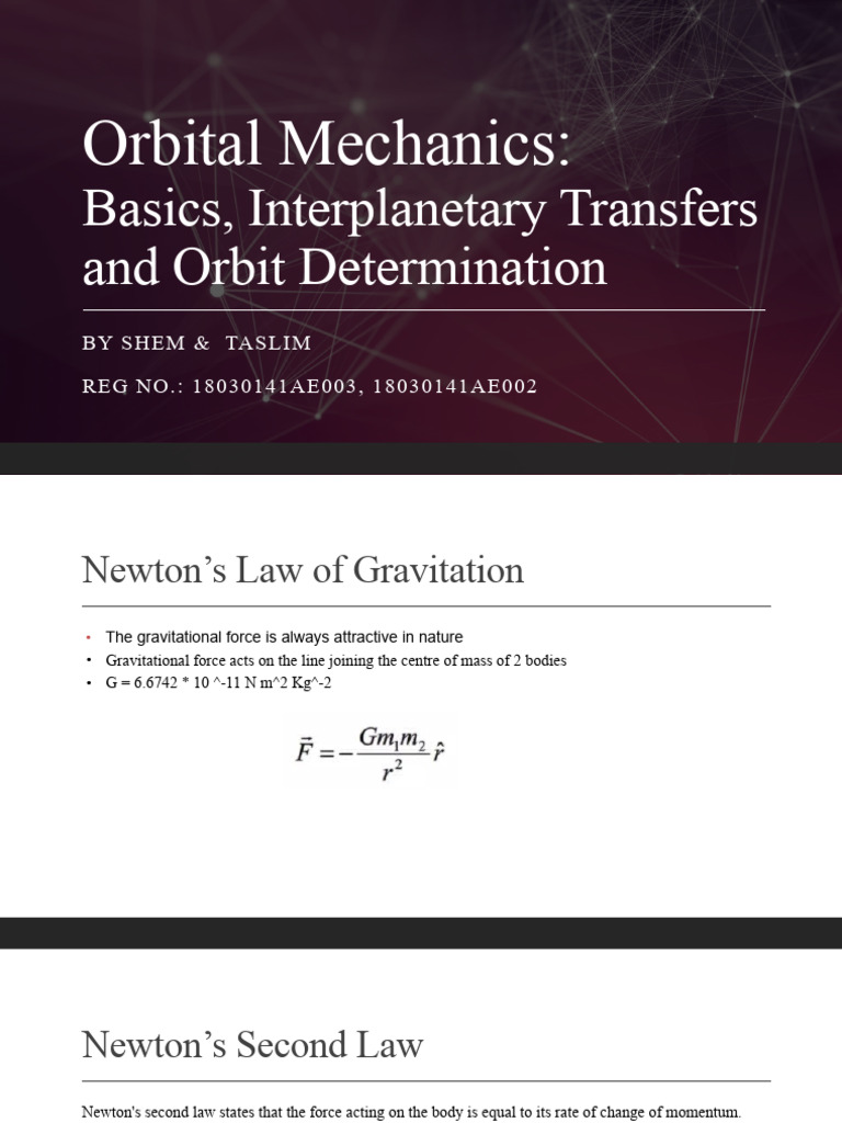 Orbtal Mechanics, Interplanetary Trajectories and Orbit Determination | PDF | Orbit | Force