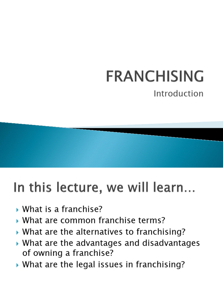 Lesson 1 FRANCHISING Introduction Converted 1 | PDF | Franchising ...