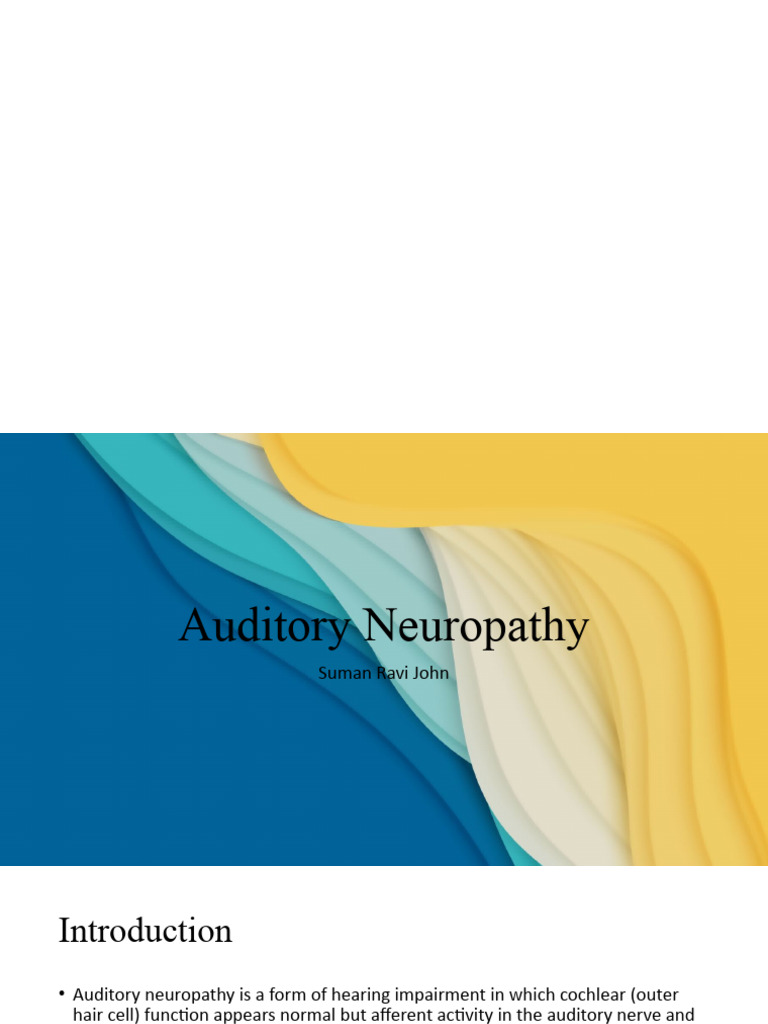 Understanding Auditory Neuropathy | PDF | Hearing | Perception