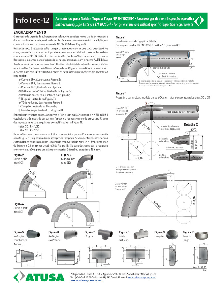 Acessórios de Solda Topo a Topo EN 10253-1 | PDF | Curva