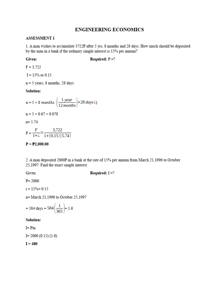 ENGINEERING ECONOMICS | PDF | Interest | Present Value