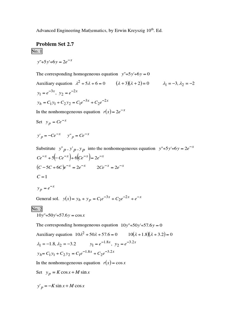 CH2-7 - HW Solution | PDF | Differential Calculus | Differential Equations CH2-7 - HW Solution | PDF | Differential Calculus | Differential Equations