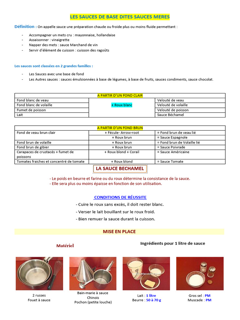 Les Sauces Meres | PDF | sauce | Cuisine