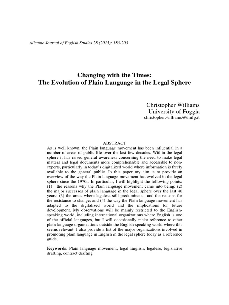 Evolution of Plain Language in Law | PDF | Plain Language | Scotland