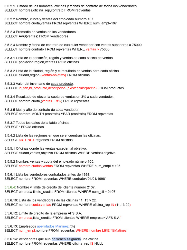 Consultas SQL | PDF | SQL | Bases de datos