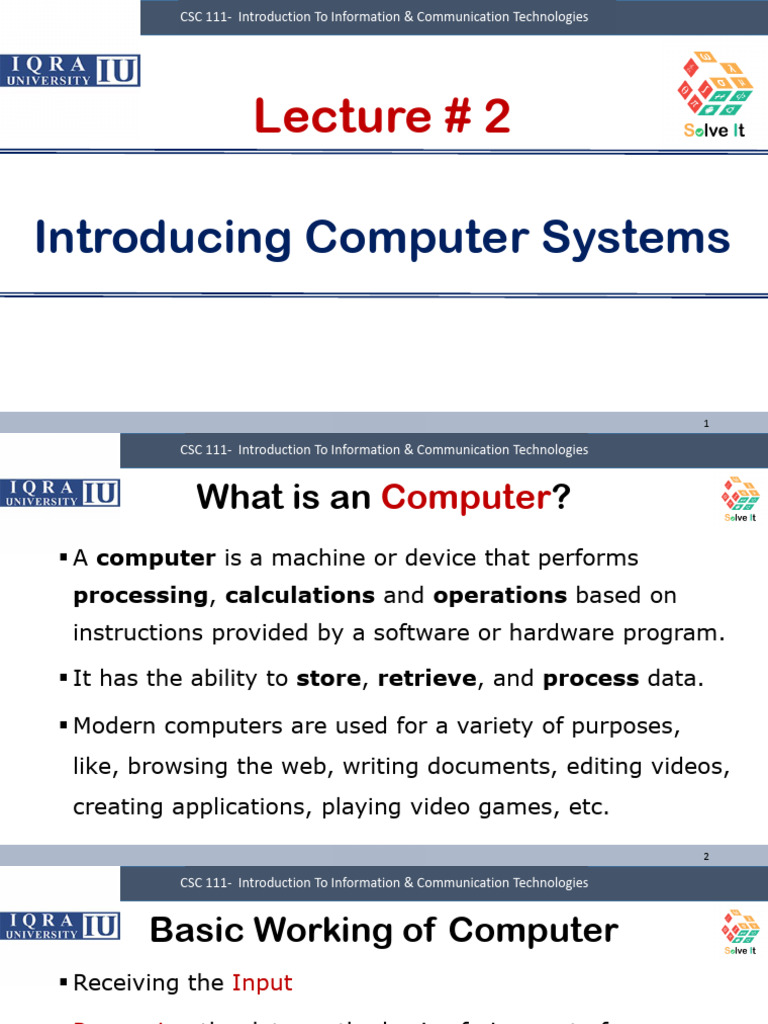 (ICT) Lecture # 02 | Download Free PDF | Operating System | Personal Computers