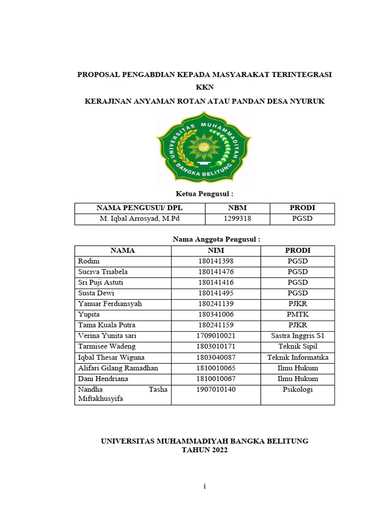 123 Proposal KKN Desa Nyuruk Anyaman | PDF