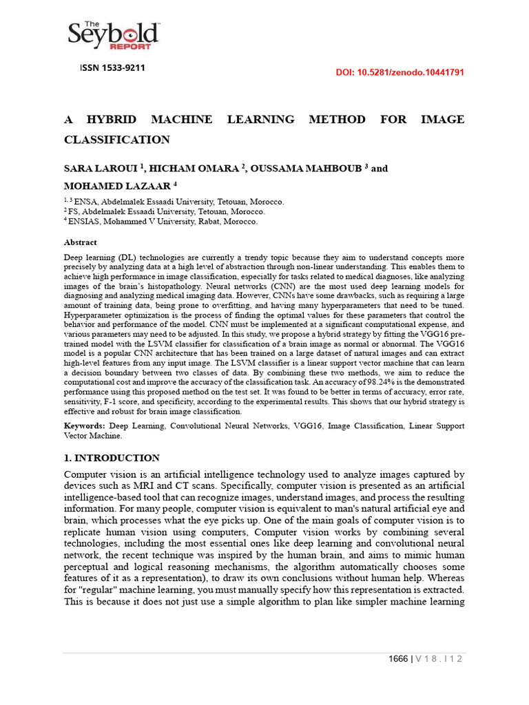 A Hybrid Machine Learning Method For Image Classification | PDF | Support Vector Machine ...