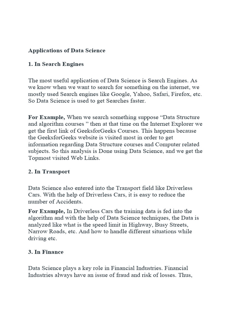 Applications of Data Science UNIT-1 | PDF | Data Science | Computing