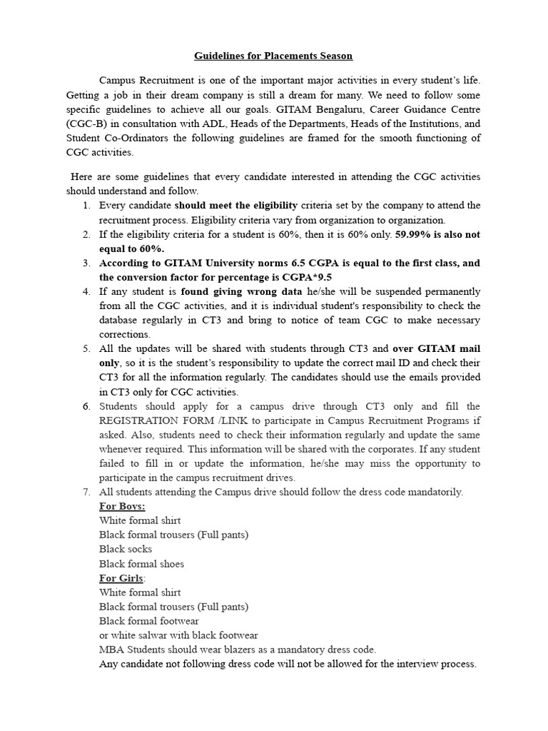 Campus Recruitment Guidelines | PDF | Recruitment