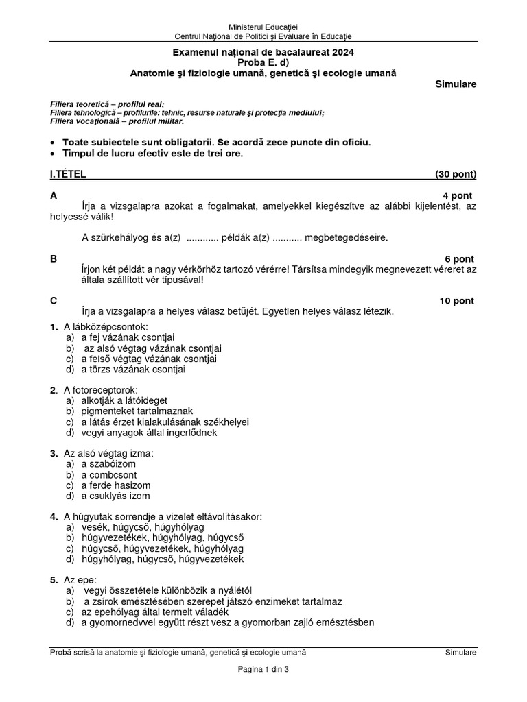 E D Anat Fiz Gen Ec Um 2024 Var Simulare LMA | PDF