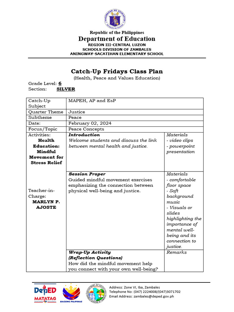 Catch Up Friday Plan | PDF | Justice | Crime & Violence