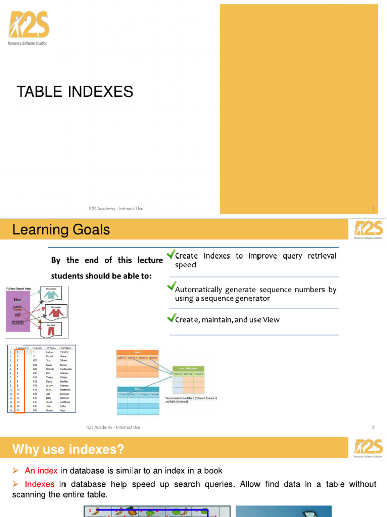 Lecture 7 - Table Indexes | PDF