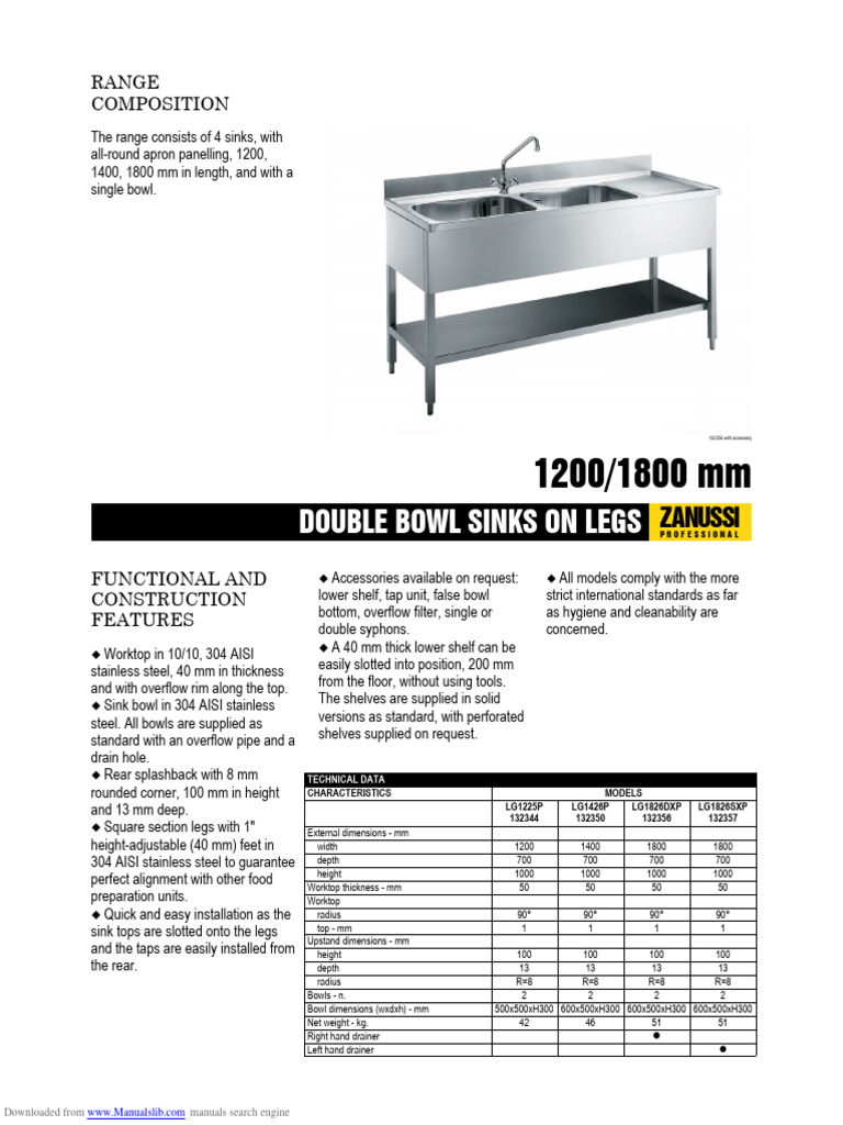 Double Bowl Sinks On Legs: Range Composition | PDF | Countertop | Tap ...