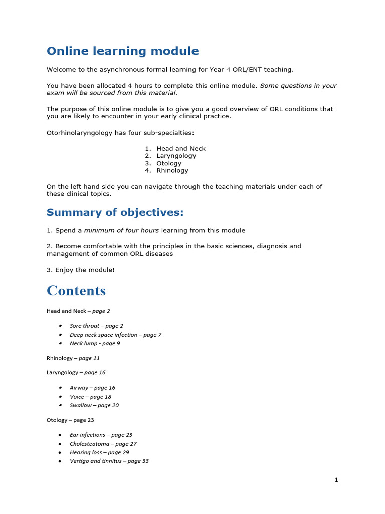 Online Learning Module | PDF | Hearing Loss | Medical Specialties