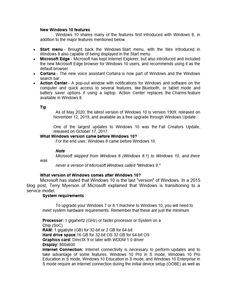 new-features-windows-10 | PDF | Windows 10 | Microsoft Windows