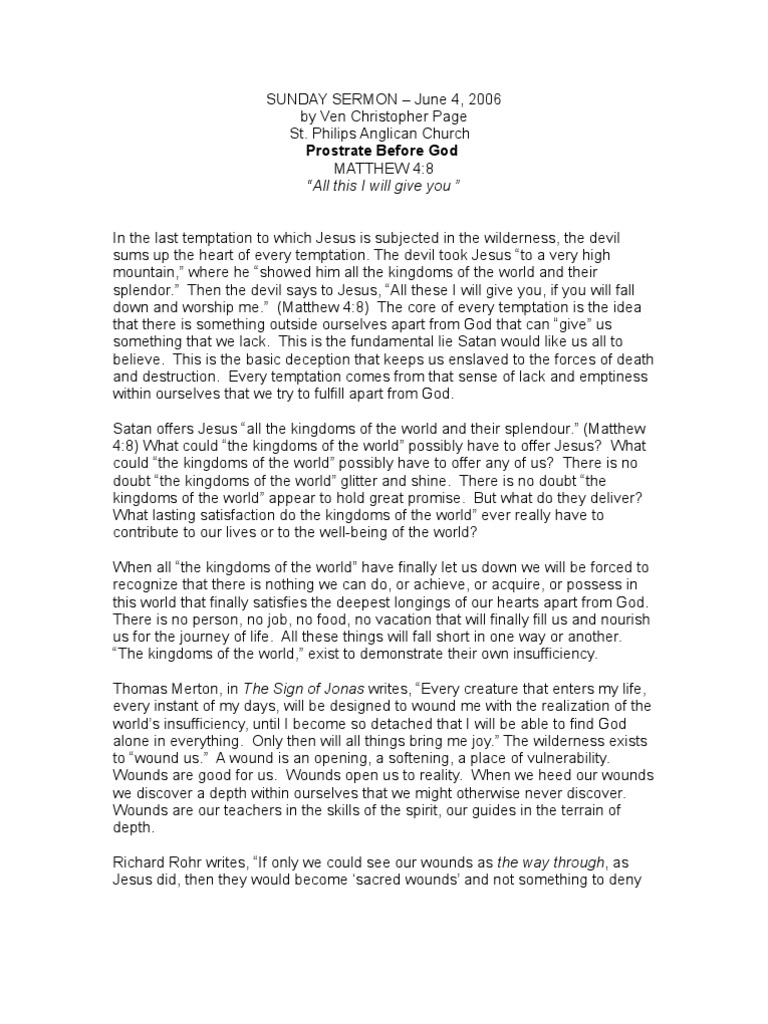 Prostrate Before God: "All This I Will Give You " | PDF | Satan ...