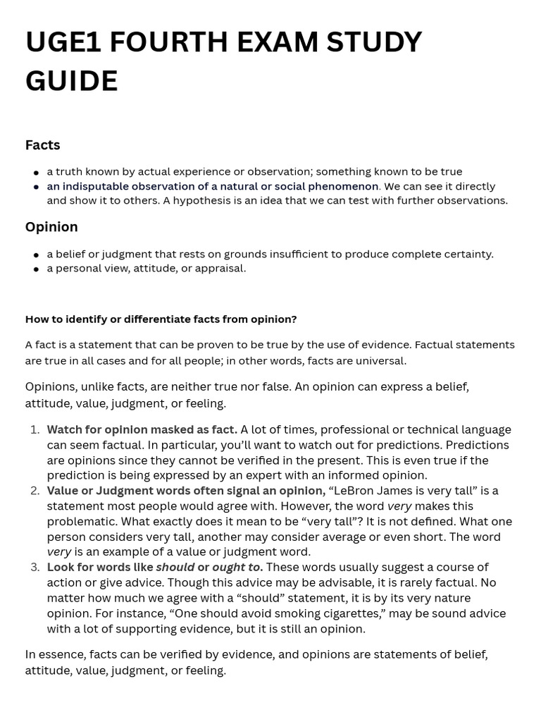 Uge1 Fourth Exam Study Guide | PDF | Witness | Evidence