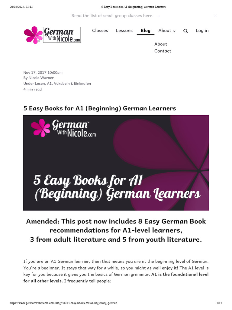 5 Easy Books For A1 (Beginning) German Learners | PDF