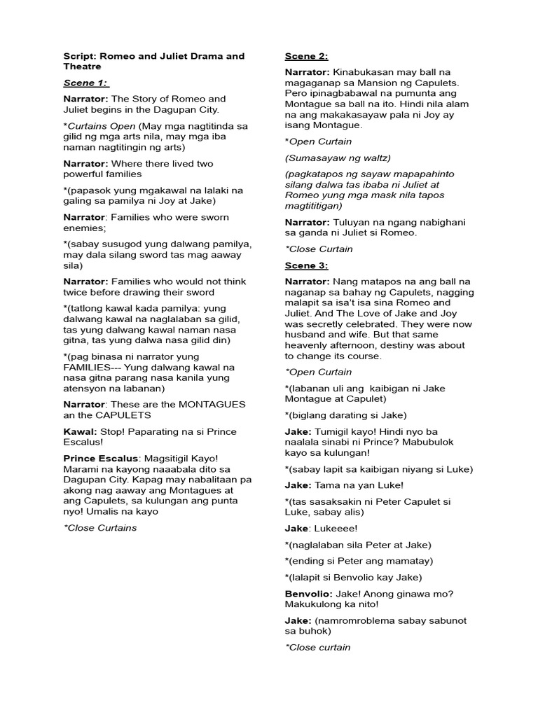 Script of Romeo and Juliet 1 (1) | PDF