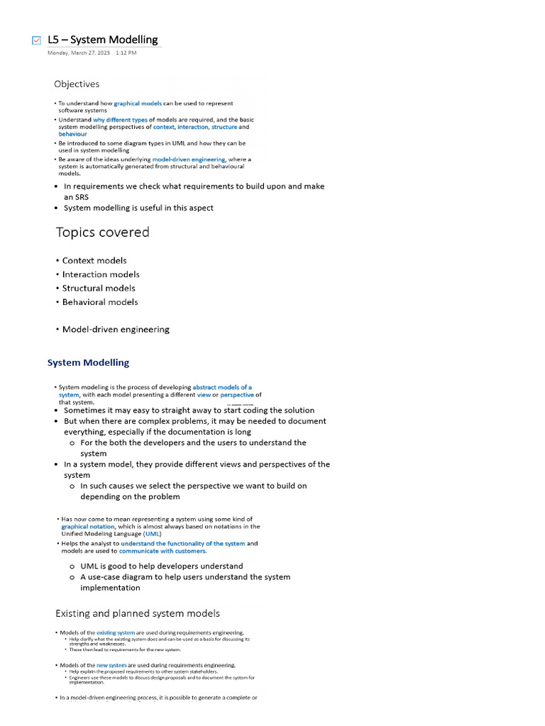 L5 - System Modelling | PDF | Use Case | System