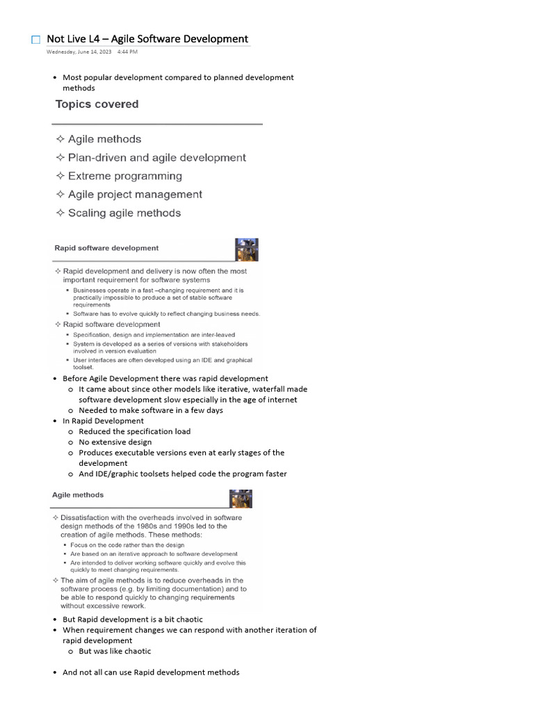 L4 - Not Live - Agile Software Development | PDF | Agile Software Development | Scrum (Software ...