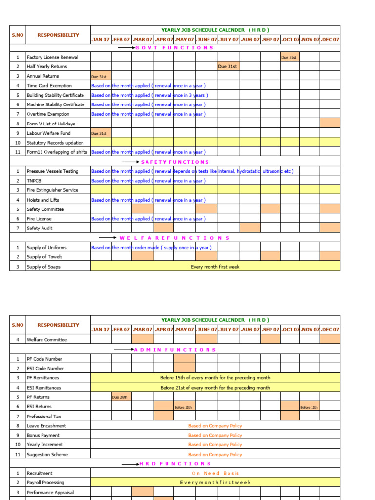 Yearly Schedule | PDF | Economies | Taxes