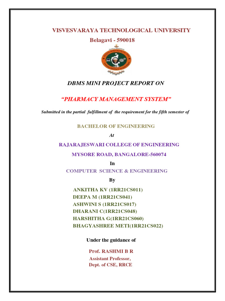 Pharmacy Management System Project Report | PDF | Html Element | Html