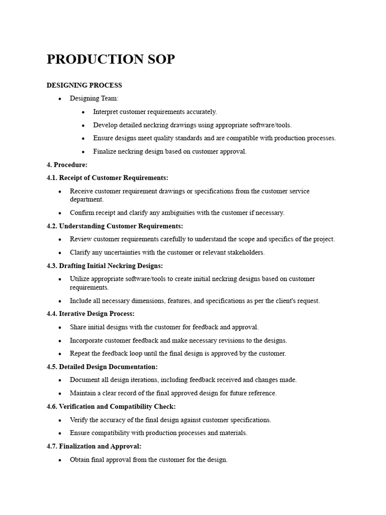 Production Sop | PDF | Foundry