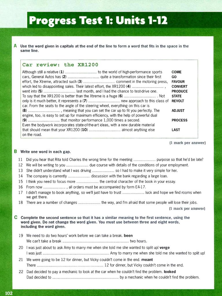 Progress Test 1 | PDF