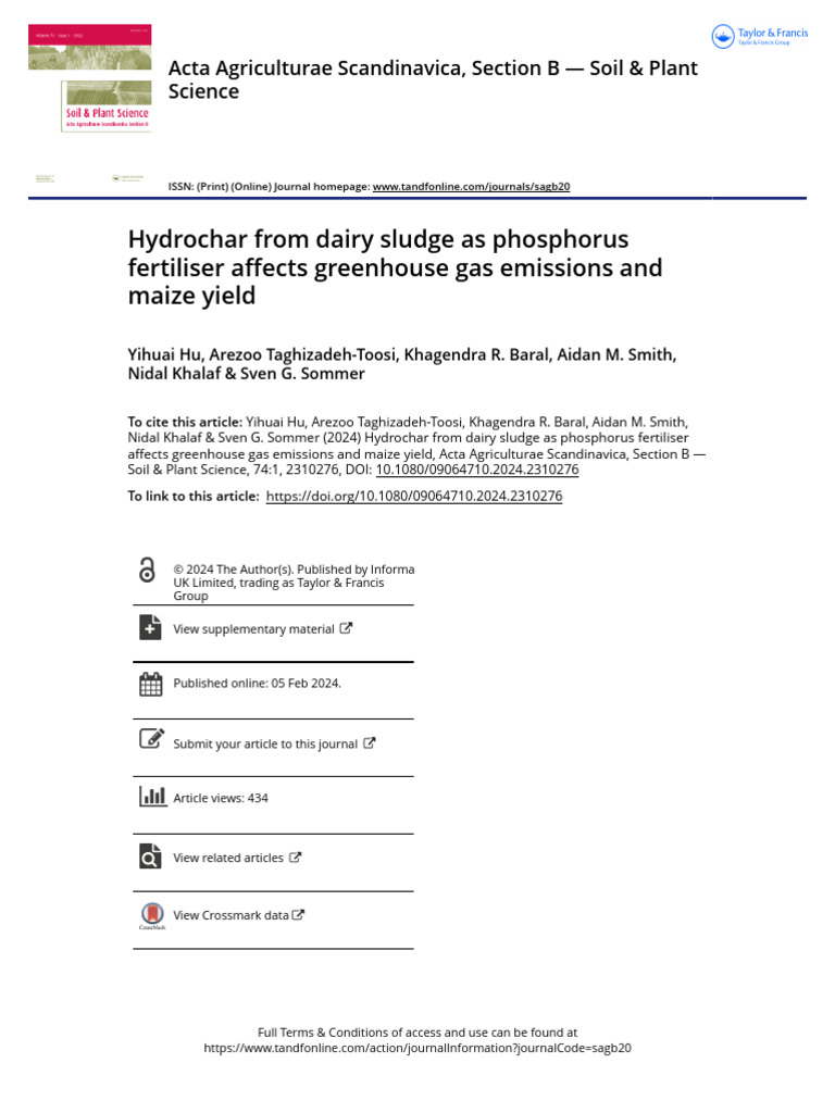 Hydrochar from Dairy Sludge: Impact on Maize Yield | PDF | Fertilizer ...