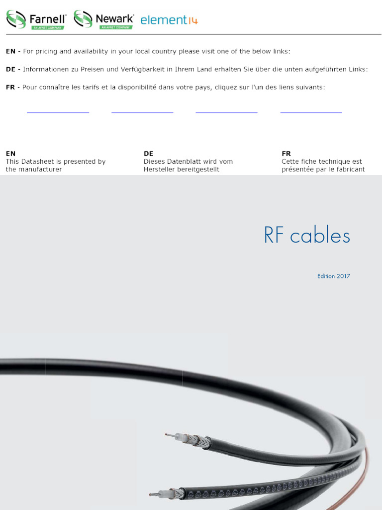 RF Cables | PDF | Coaxial Cable | Electrical Engineering