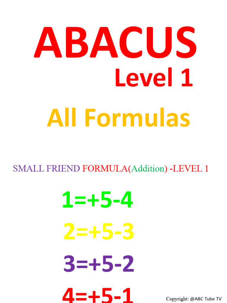 Abacus Level 1 Formulas | PDF | Cooking, Food & Wine | Computers