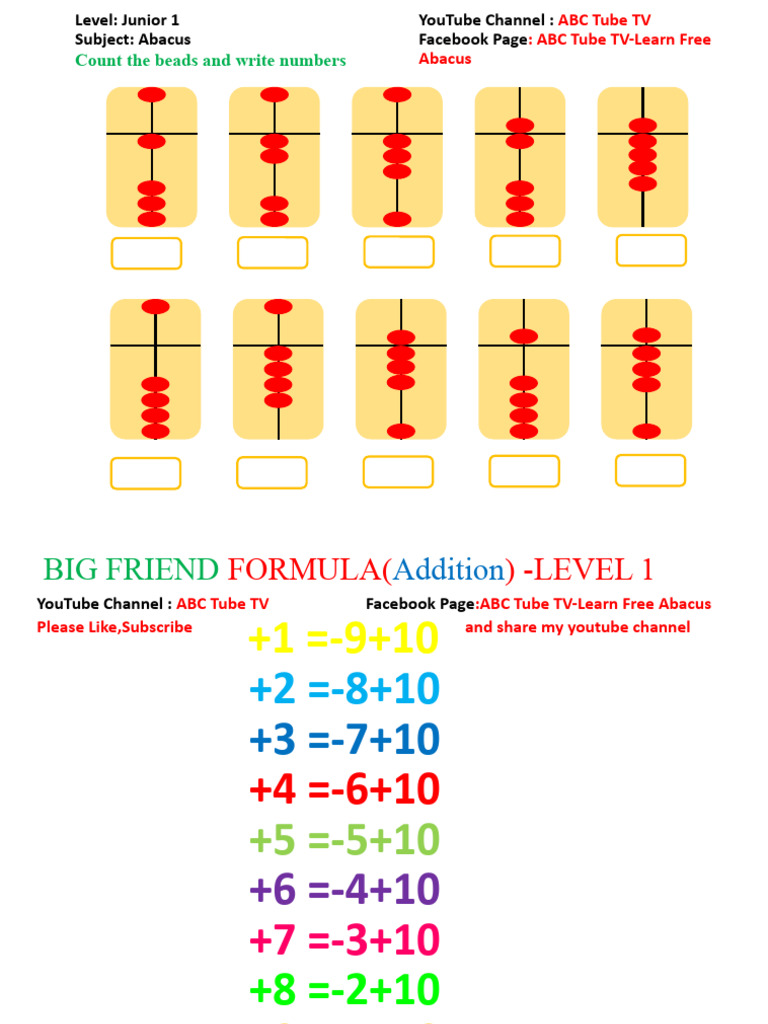 Level 1 Abacus Counting Worksheets | PDF | Mathematics