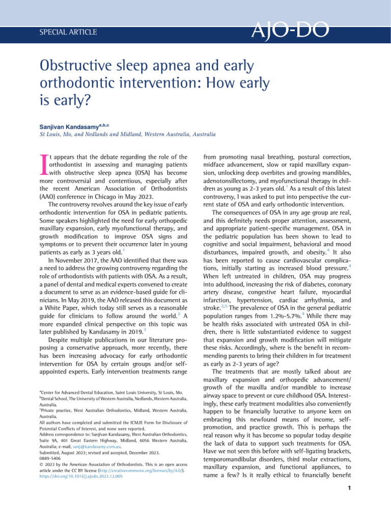 OSA and Orthodontic Treatment) | PDF | Clinical Medicine | Medical ...