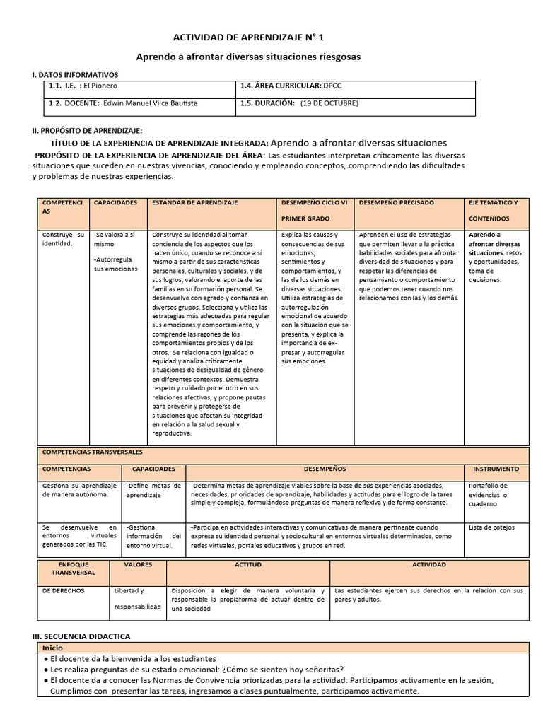 1111111actividad de Aprendizaje N | PDF | Aprendizaje | Las emociones